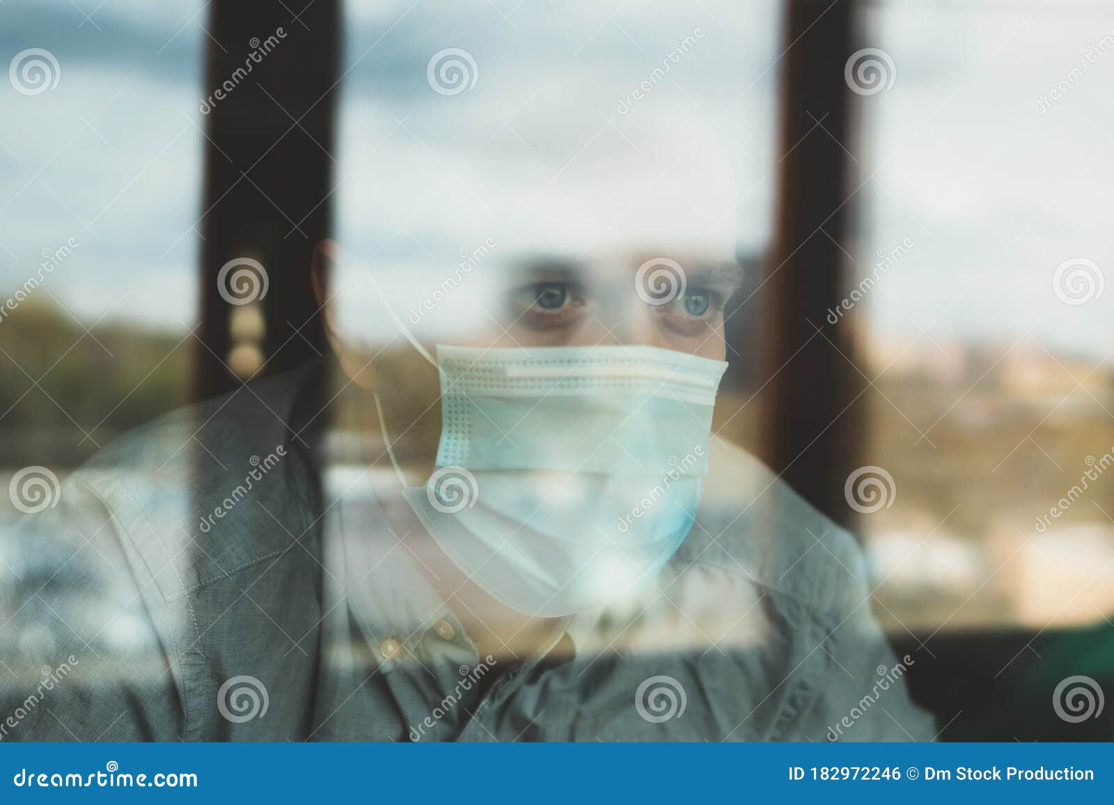 Man during self isolation. stock photo. Image of infection - 182972246