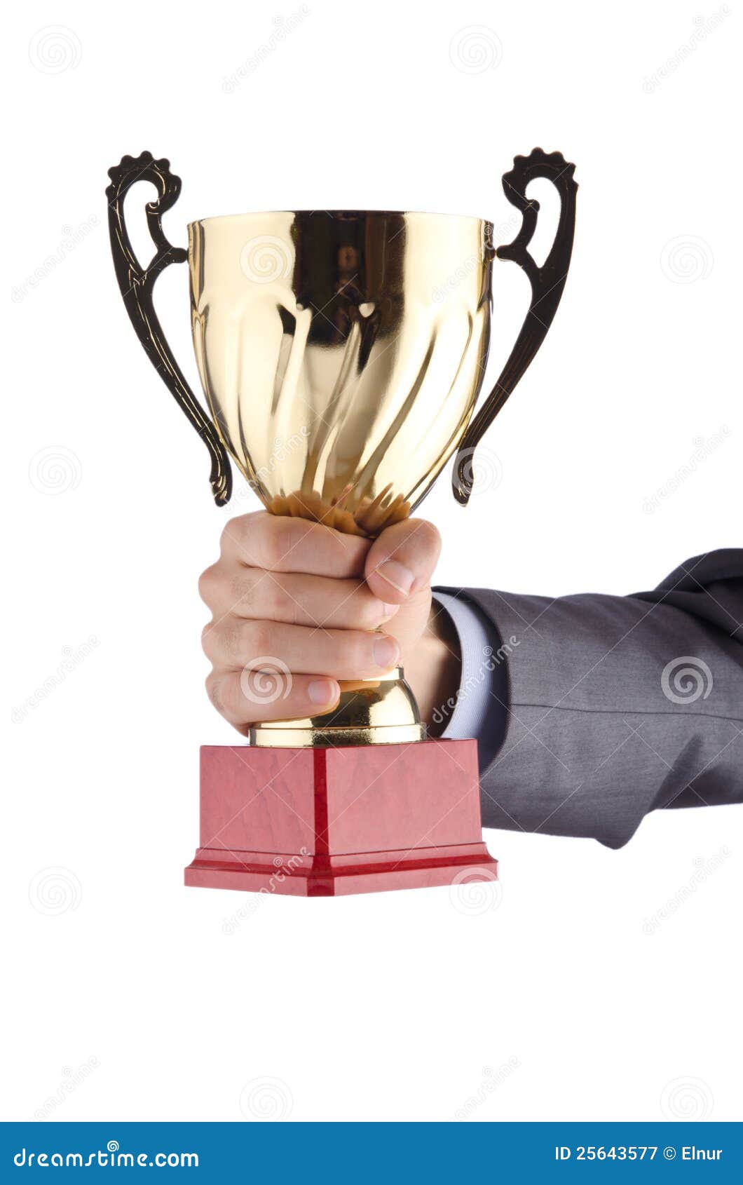 Man being awarded with cup stock image. Image of corporate - 25643577