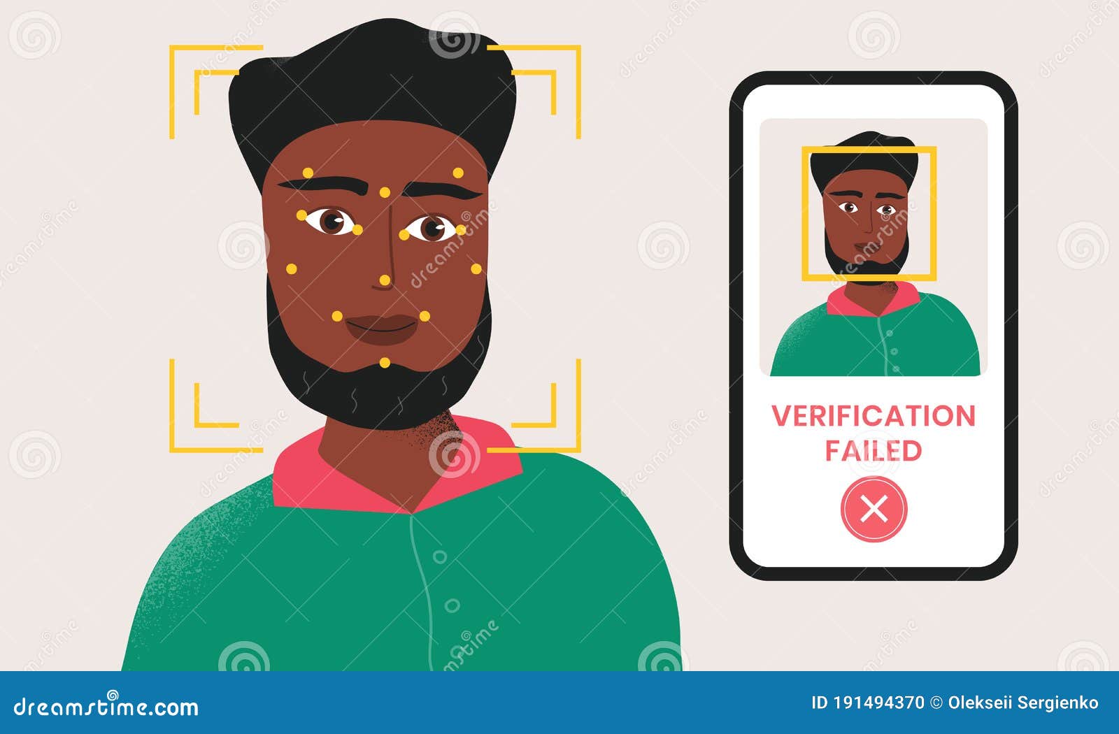 Man Being Checked Via Smartphone Face Identification Technology and the ...