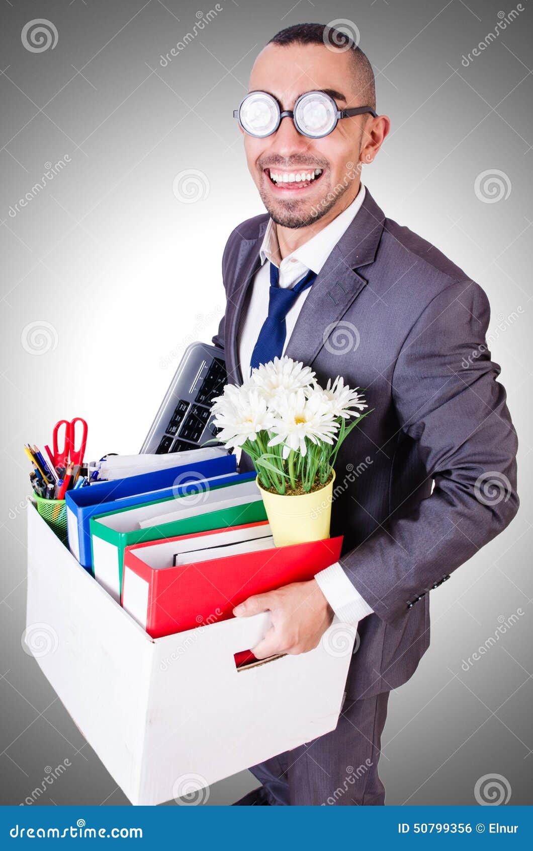 Man being fired with box stock photo. Image of downsizing - 50799356