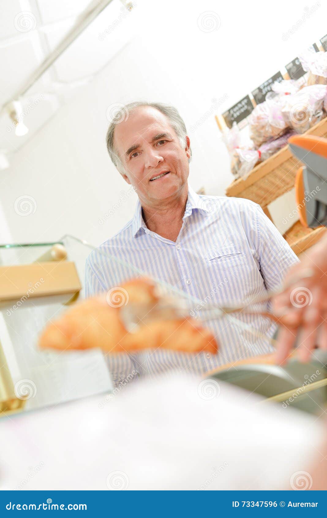 Man Being Served with Croissant Stock Photo - Image of tasty, breakfast ...