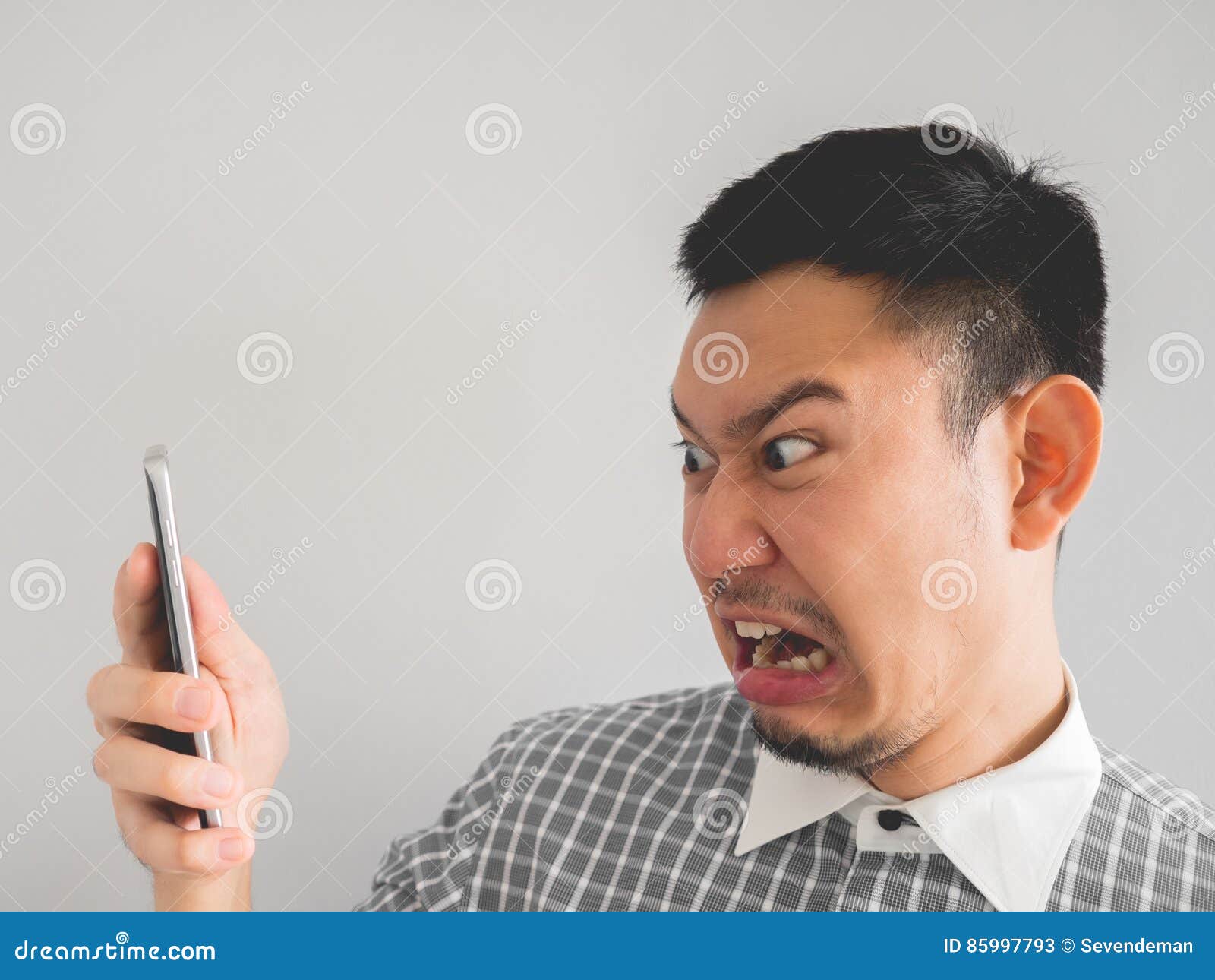 Man Being Shouted from Smartphone. Stock Image - Image of call, adult ...