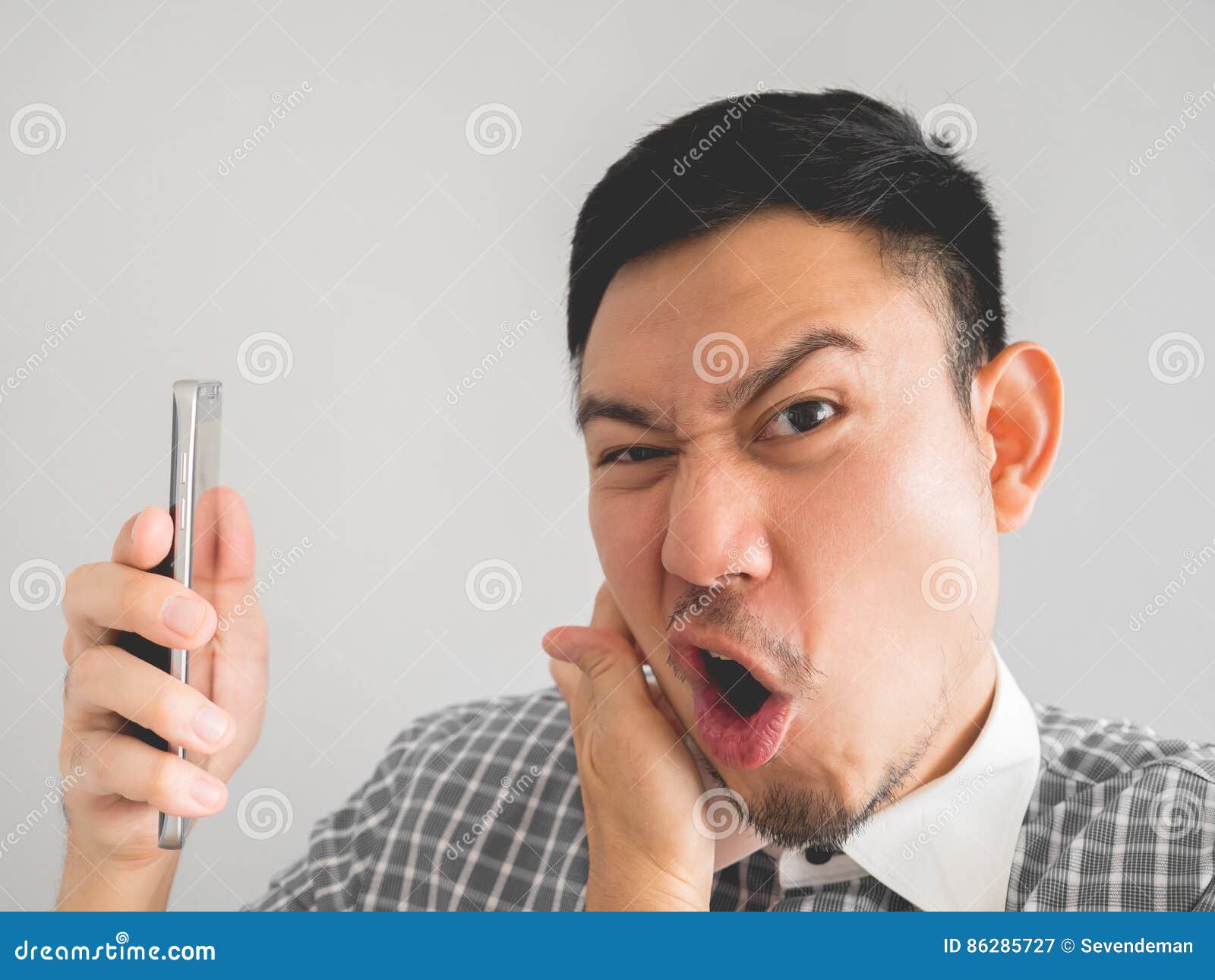 Man Being Shouted from Smartphone. Stock Image - Image of conversation ...