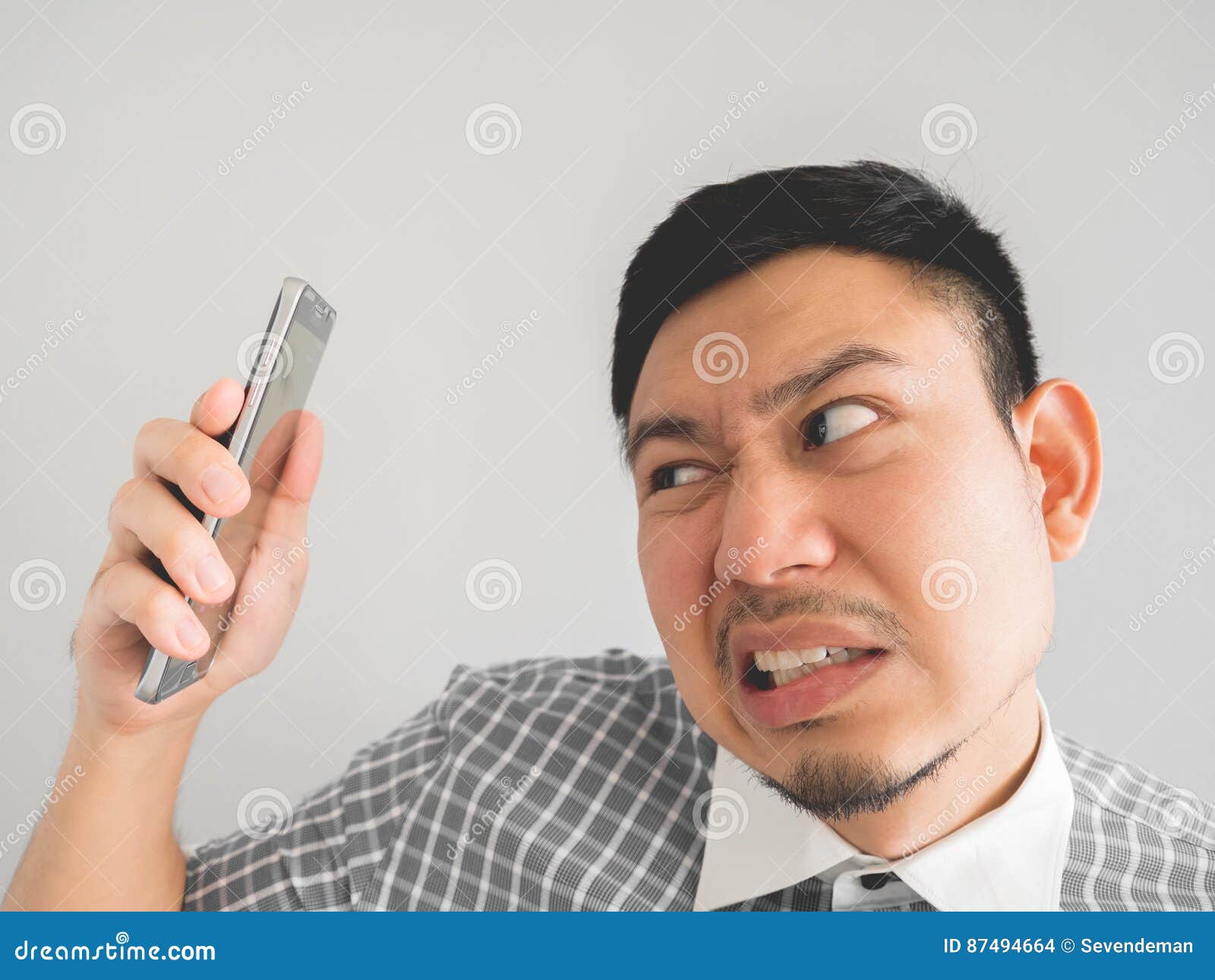 Man Being Shouted from Smartphone. Stock Photo - Image of adult ...