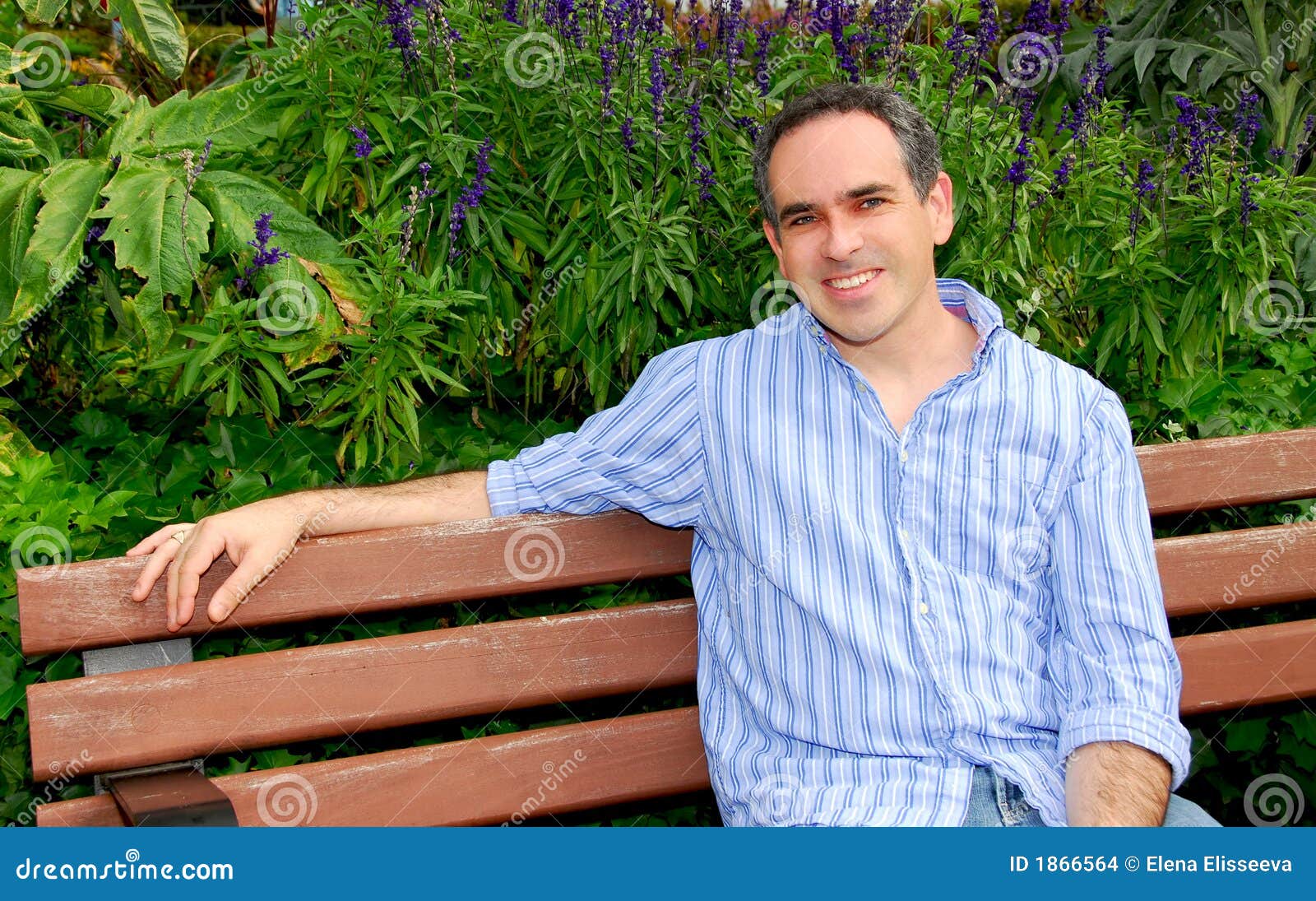 Man on bench stock photo. Image of plants, relax, lifestyle - 1866564