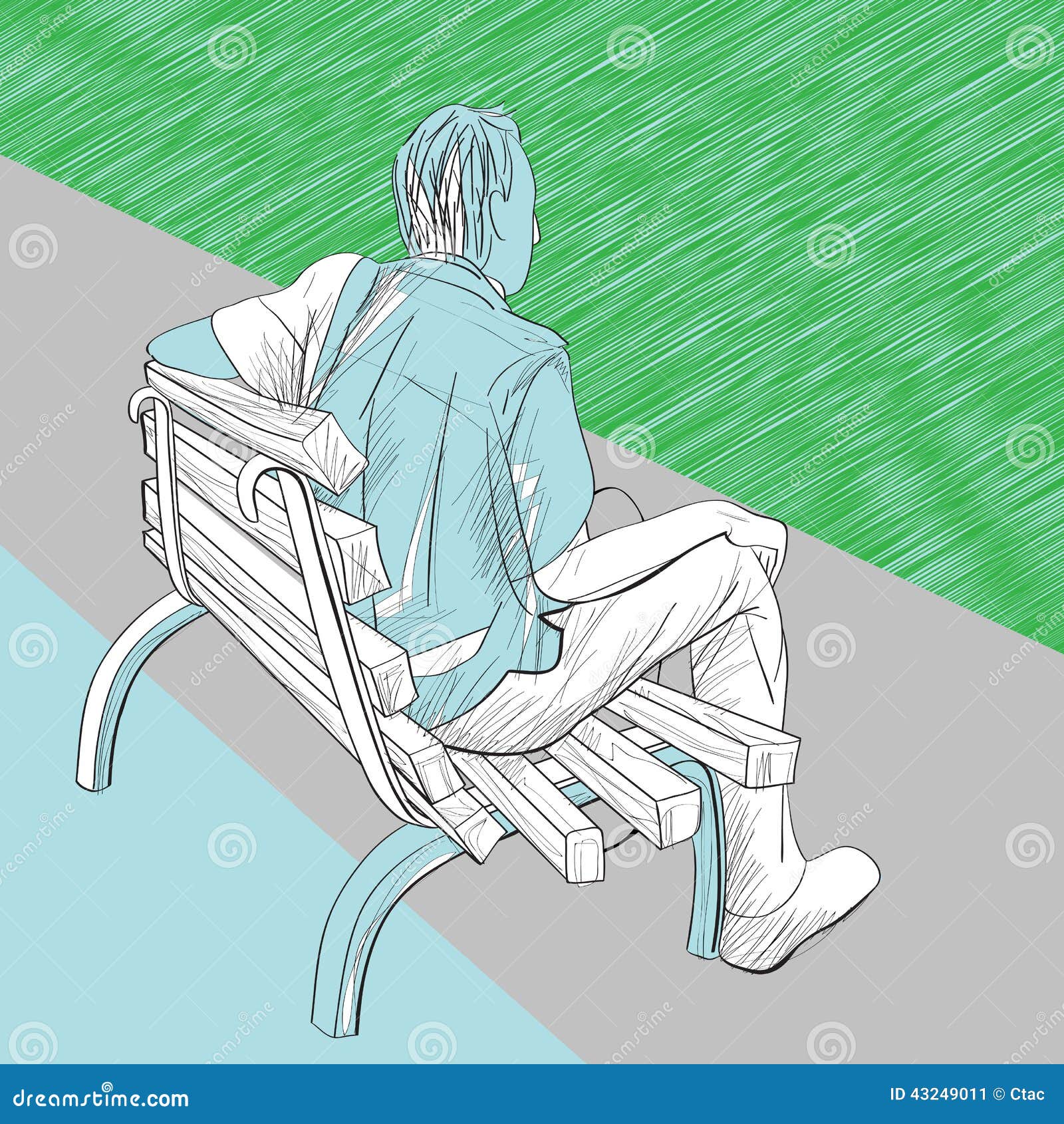 Man on the bench stock illustration. Illustration of blue - 43249011
