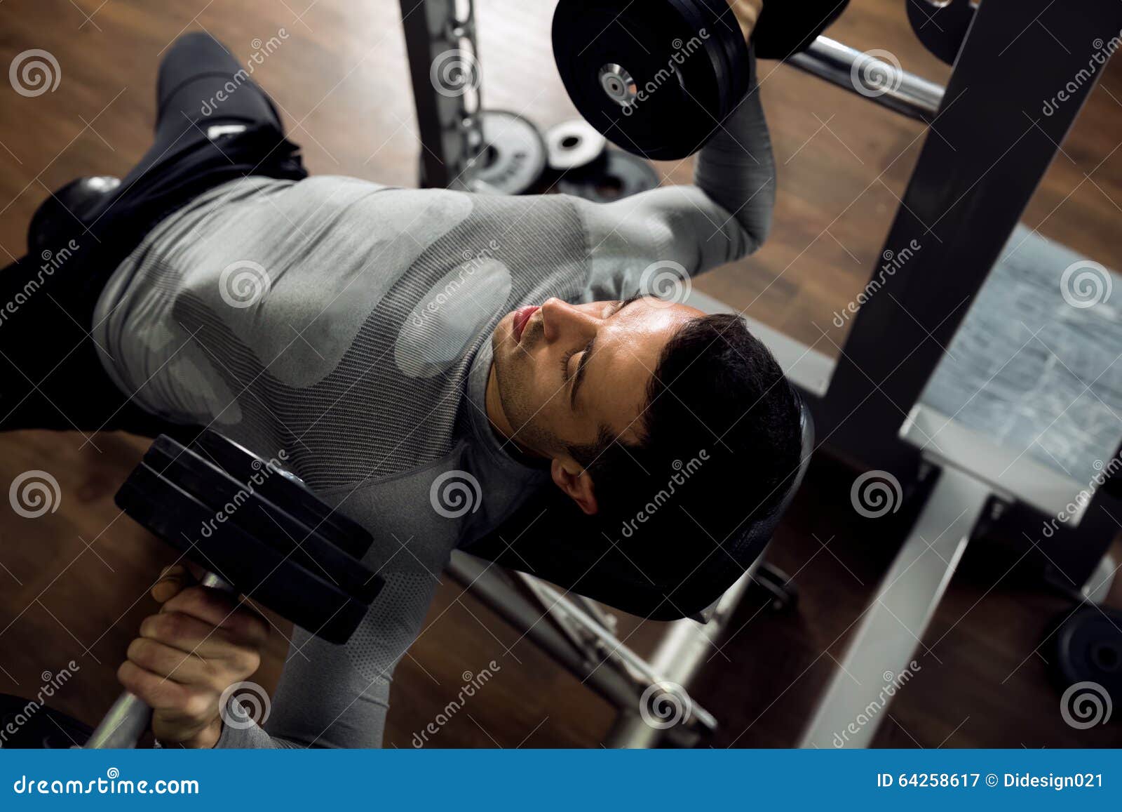 Man during Bench Press Exercise Stock Image - Image of muscular, human ...