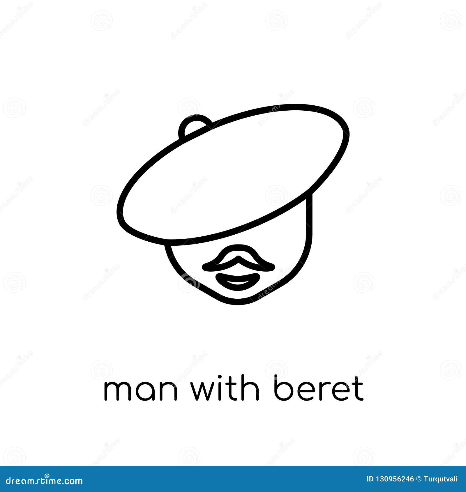 Man with Beret Icon. Trendy Modern Flat Linear Vector Man with B Stock ...