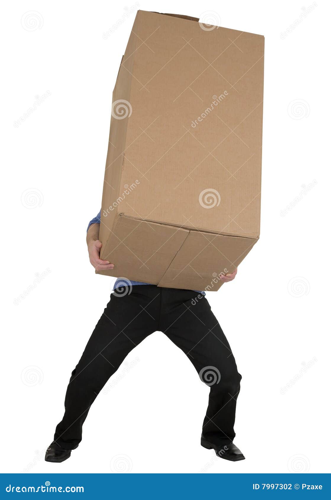 Man and big carton box stock photo. Image of isolated - 7997302