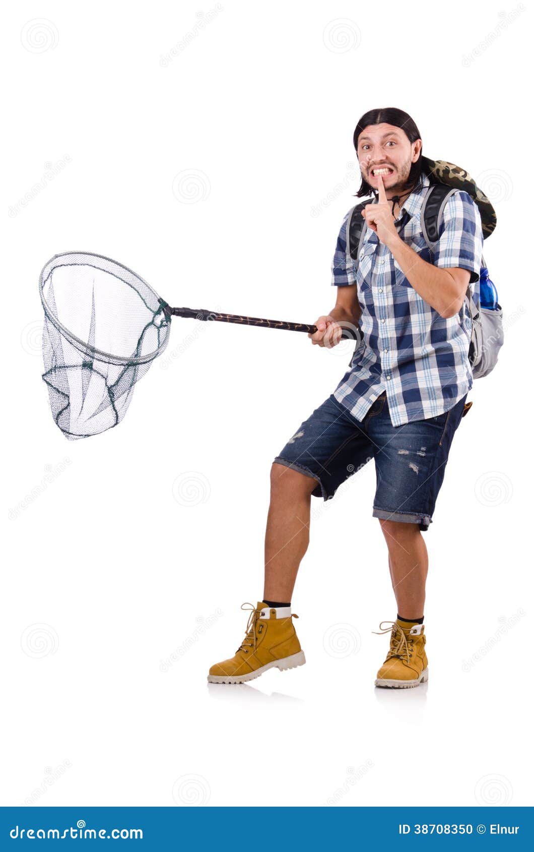 Man with big catching net stock photo. Image of garden - 38708350