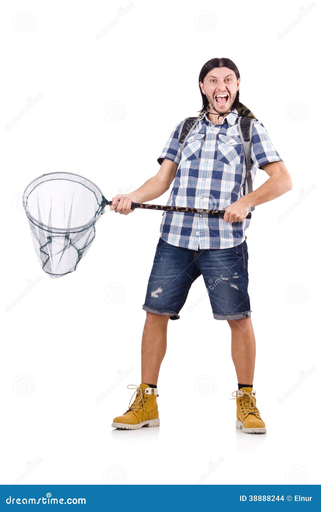 Man with big catching net stock photo. Image of landing - 38888244
