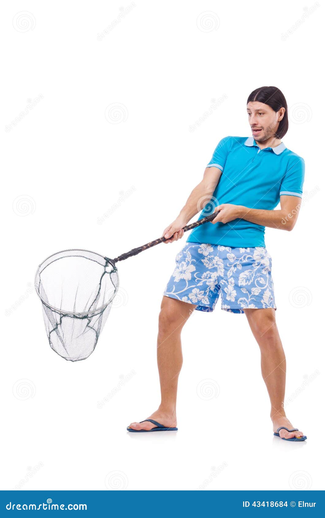 Man with big catching net stock photo. Image of backpack - 43418684