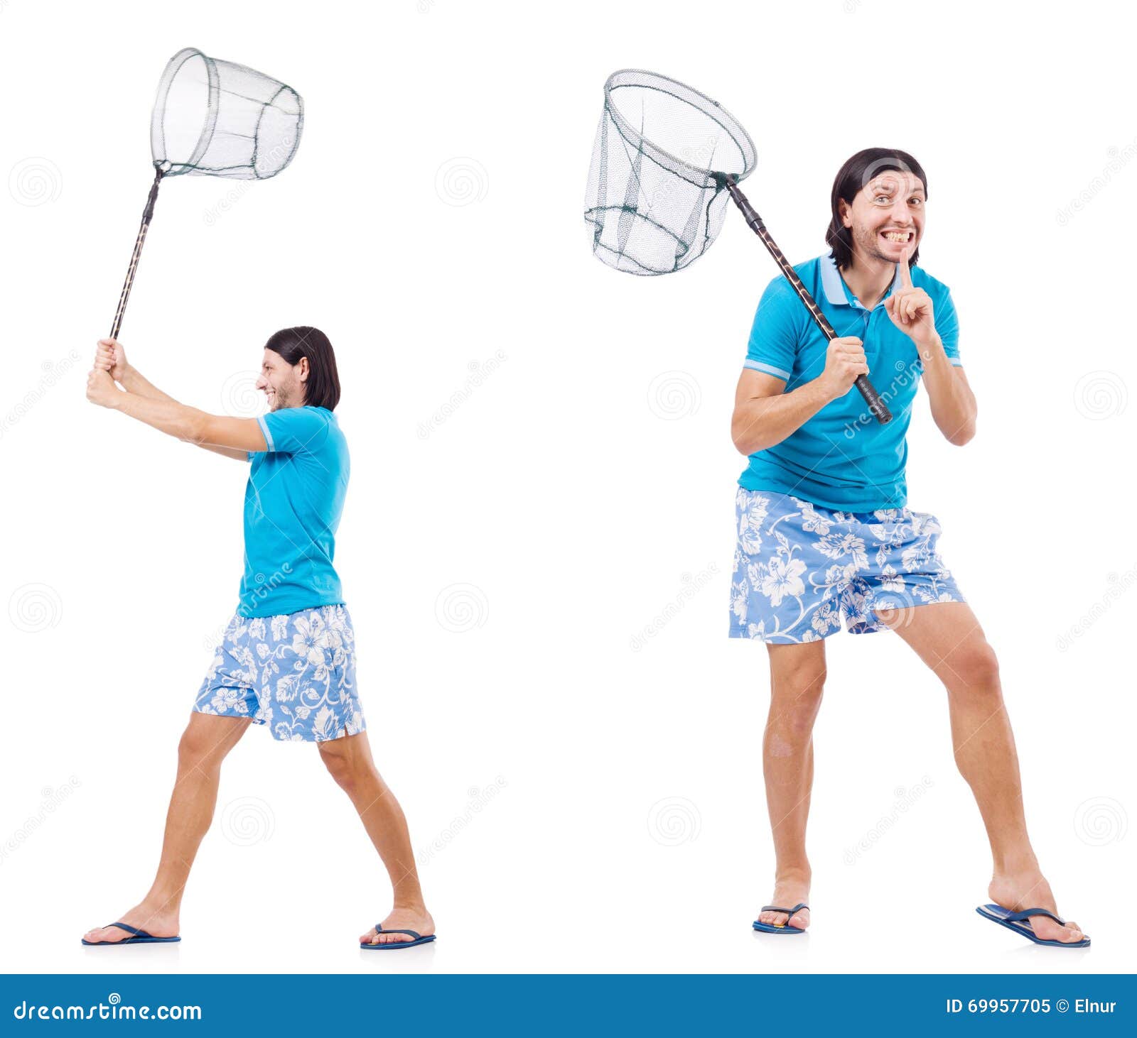 Man Big Catching Net Isolated White Photos - Free & Royalty-Free Stock ...