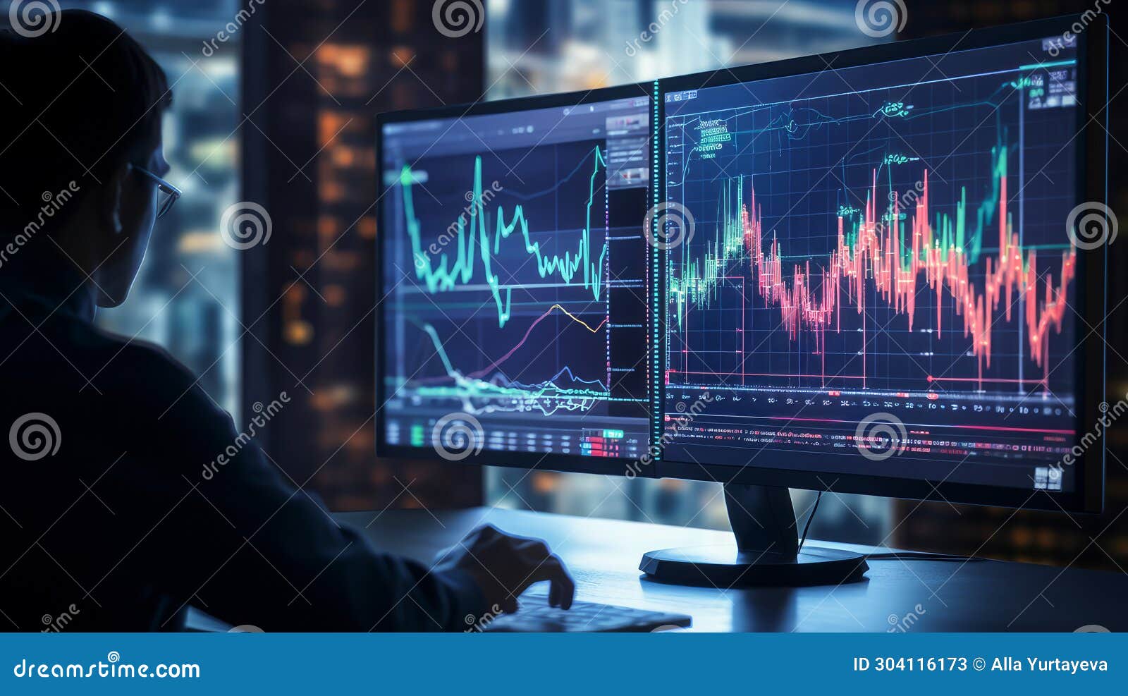 Man at Big Computer stock image. Image of analysis, science - 304116173