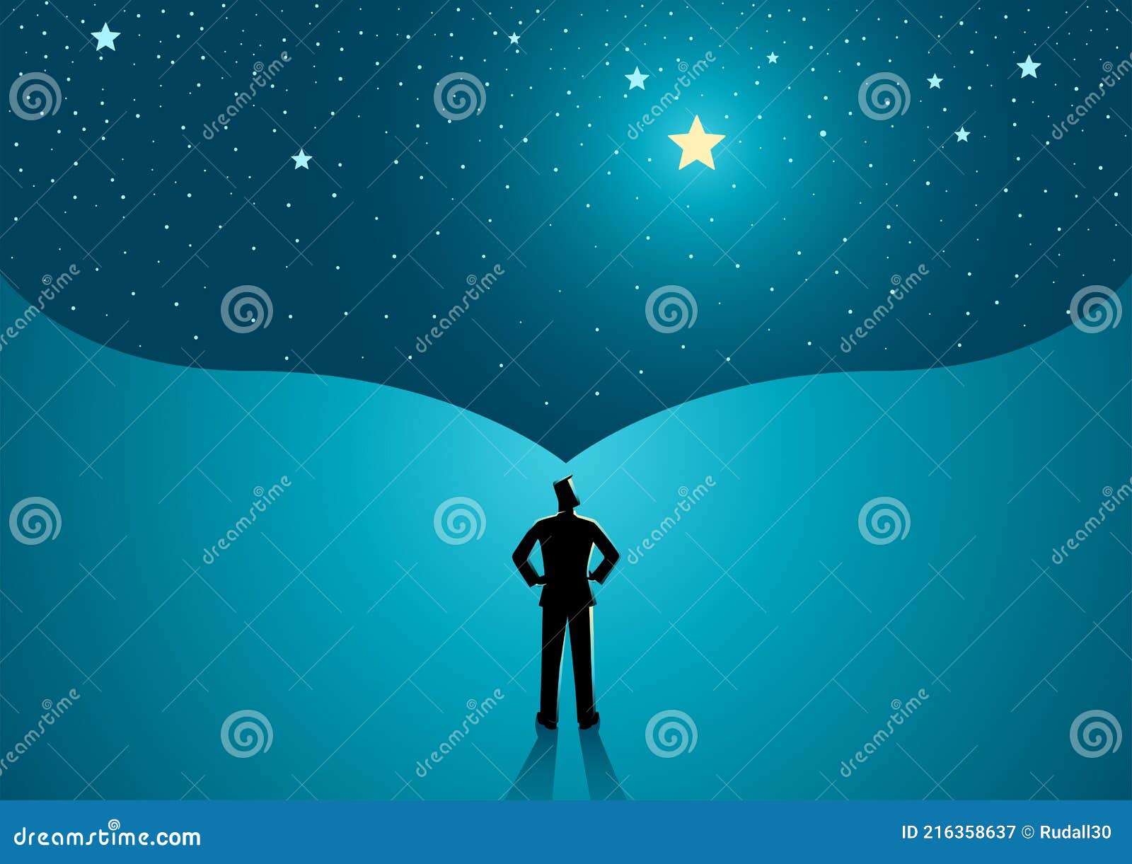 Man with Big Dream stock vector. Illustration of self - 216358637