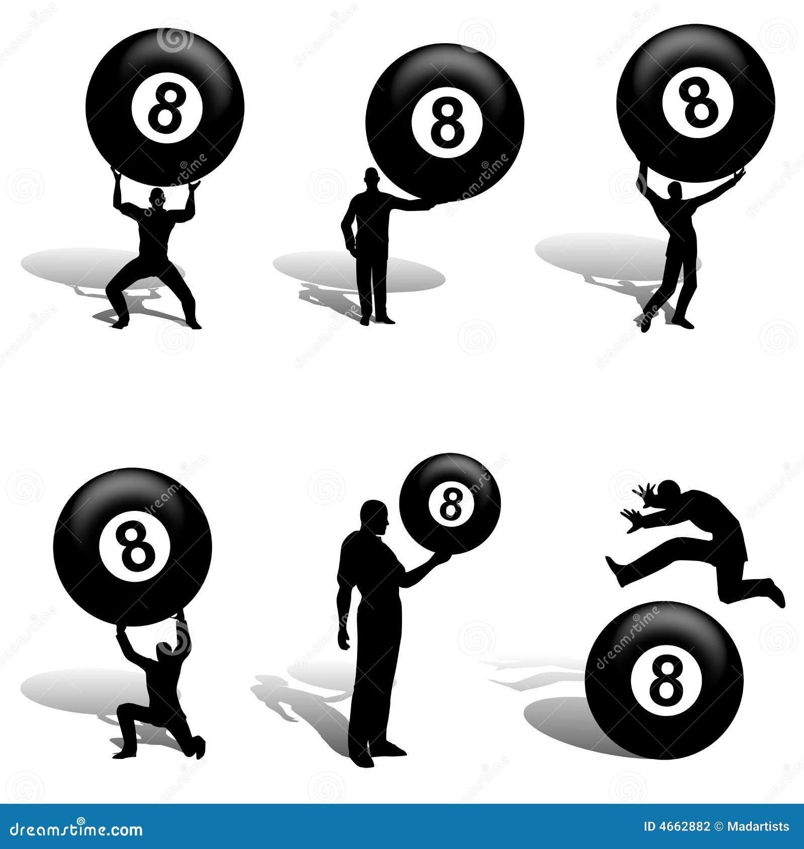 Man With Big Eight Ball Silhouettes Royalty-Free Illustration ...