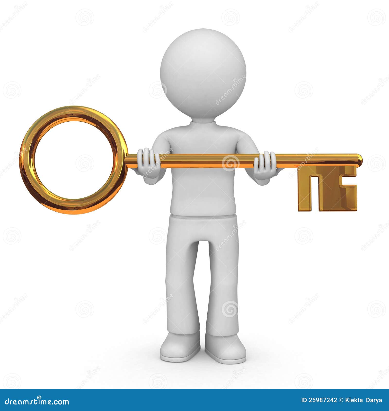 Man with big golden key stock illustration. Illustration of safety ...
