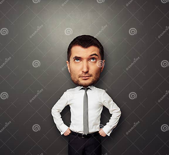 Man with Big Head Looking Up Stock Image - Image of caucasian, concept ...