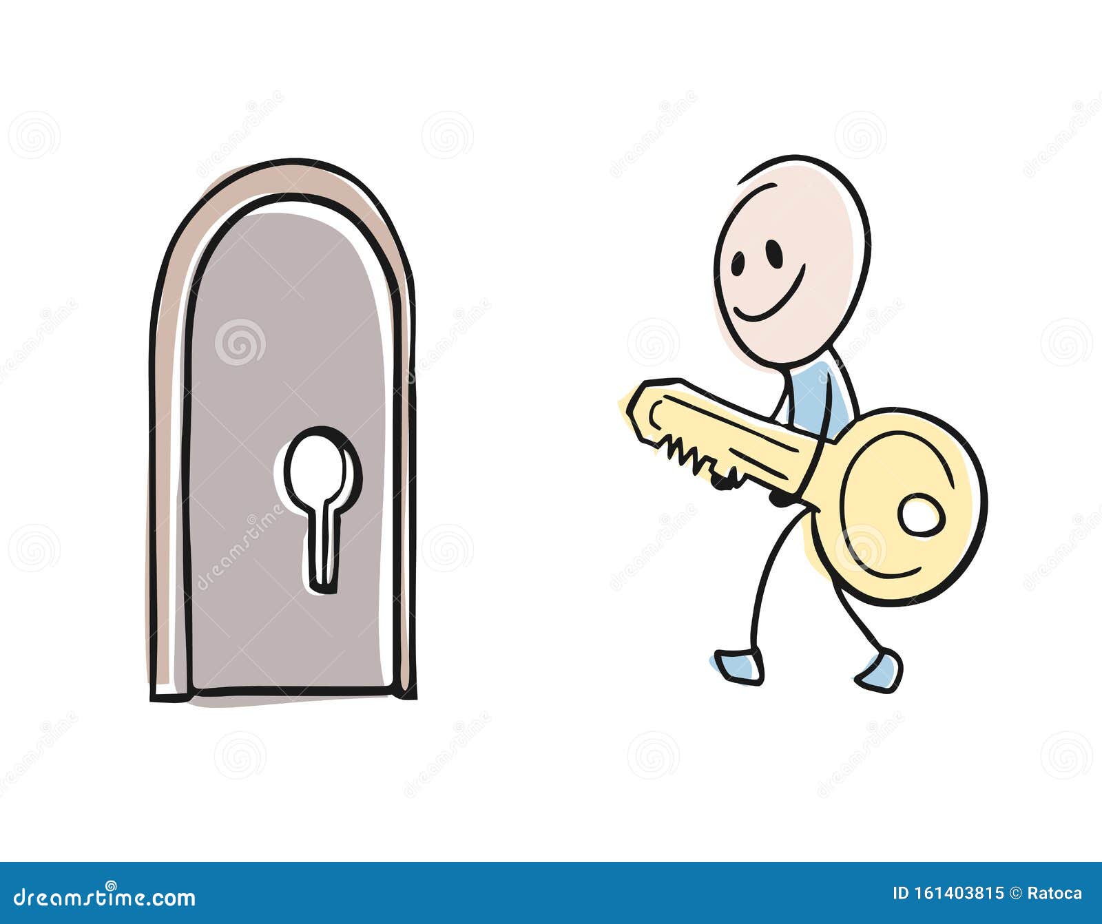 Man with big key stock vector. Illustration of business - 161403815