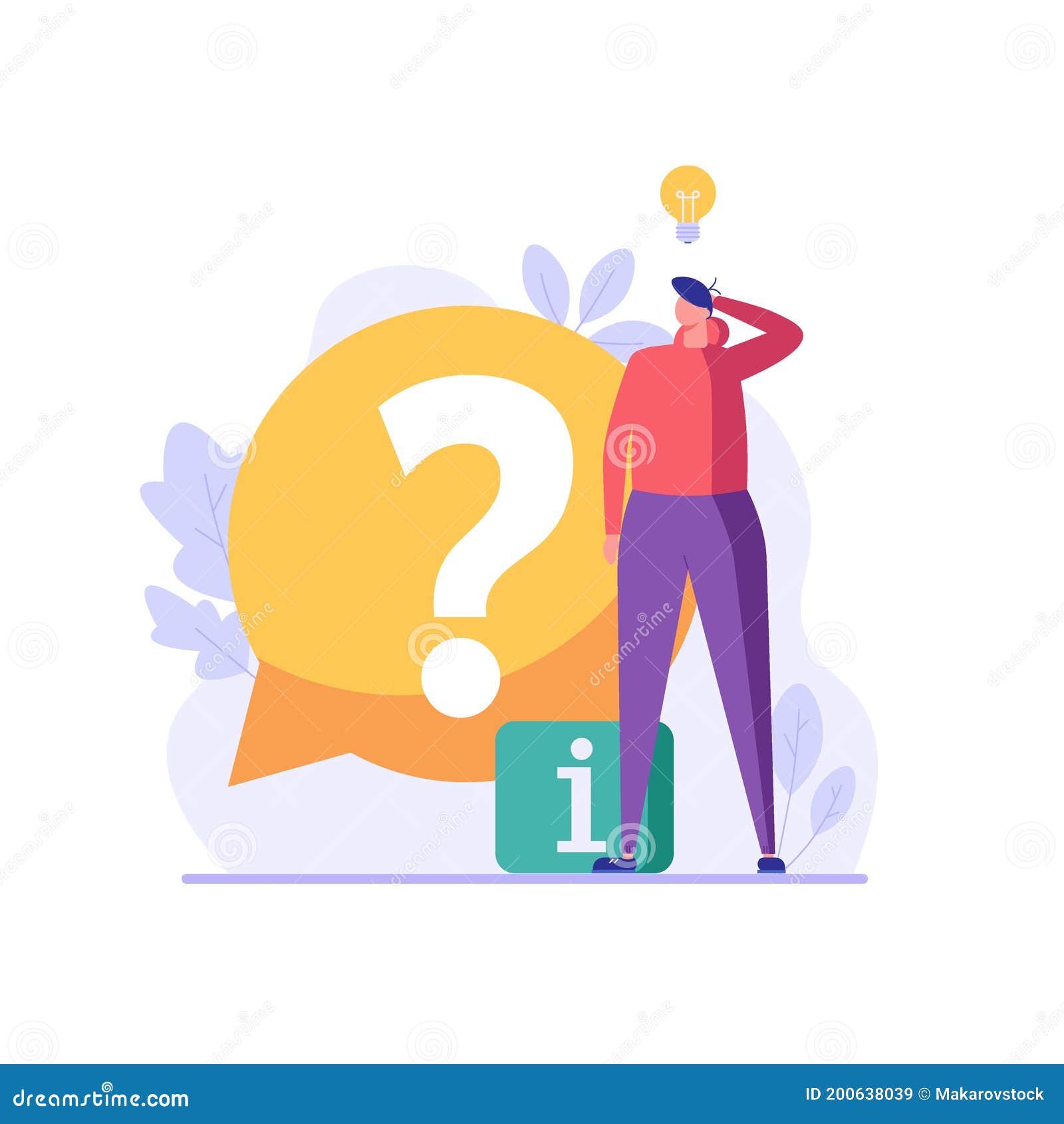 Man with Big Question Mark. User Asking Frequently Asked Questions ...
