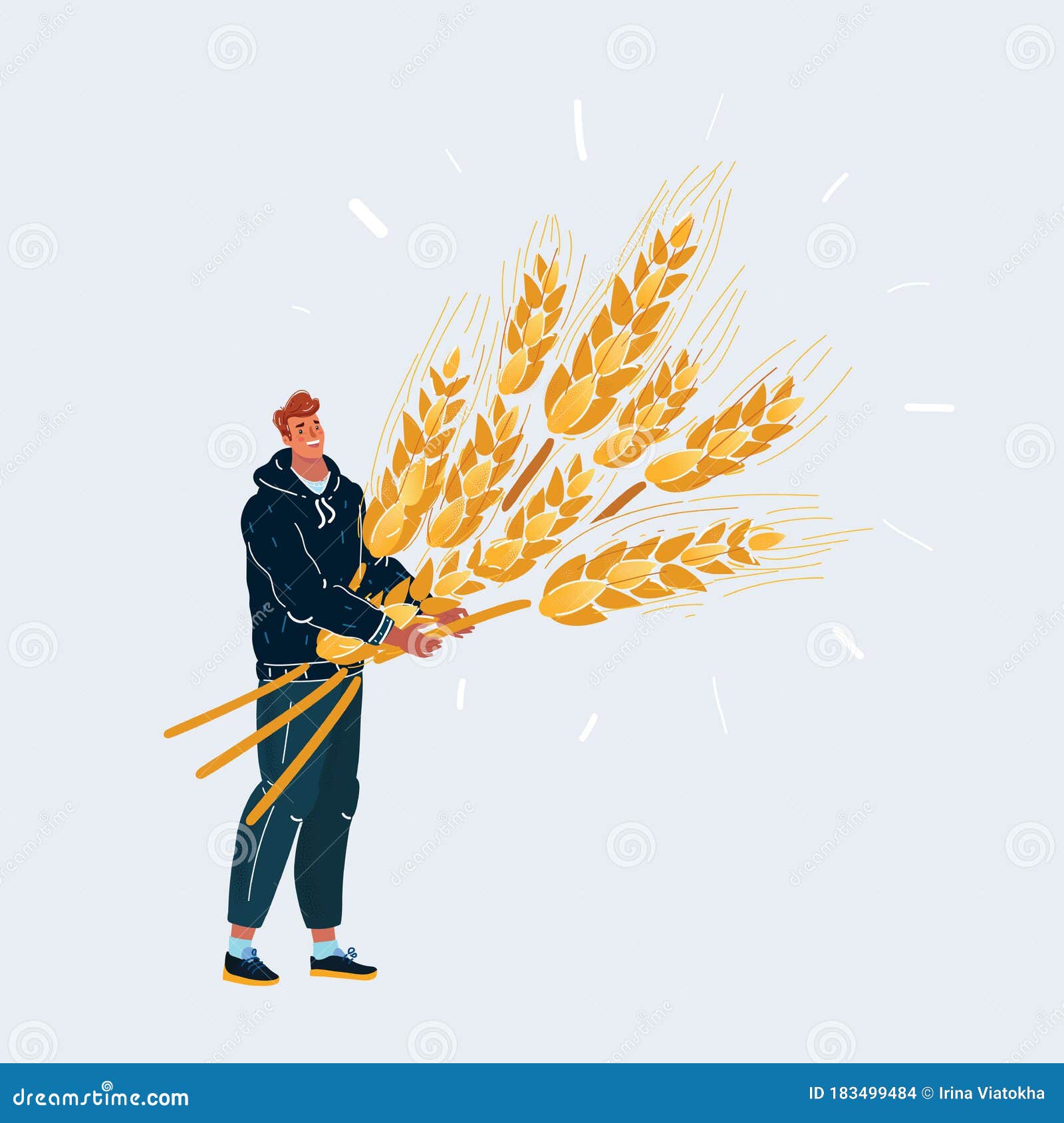 Sheaf Of Wheat Holding Village Young Woman Vector | CartoonDealer.com ...
