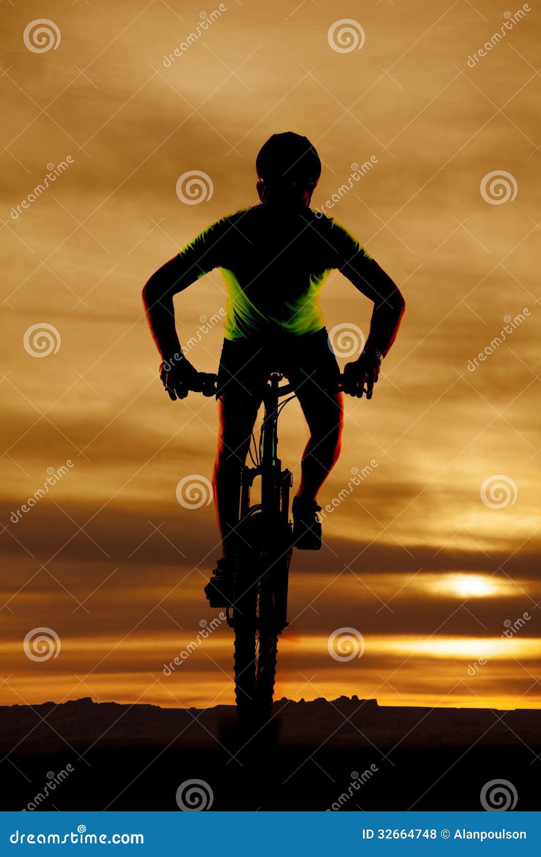 Man on Bike Facing Silhouette Stock Photo - Image of bike, helmet: 32664748