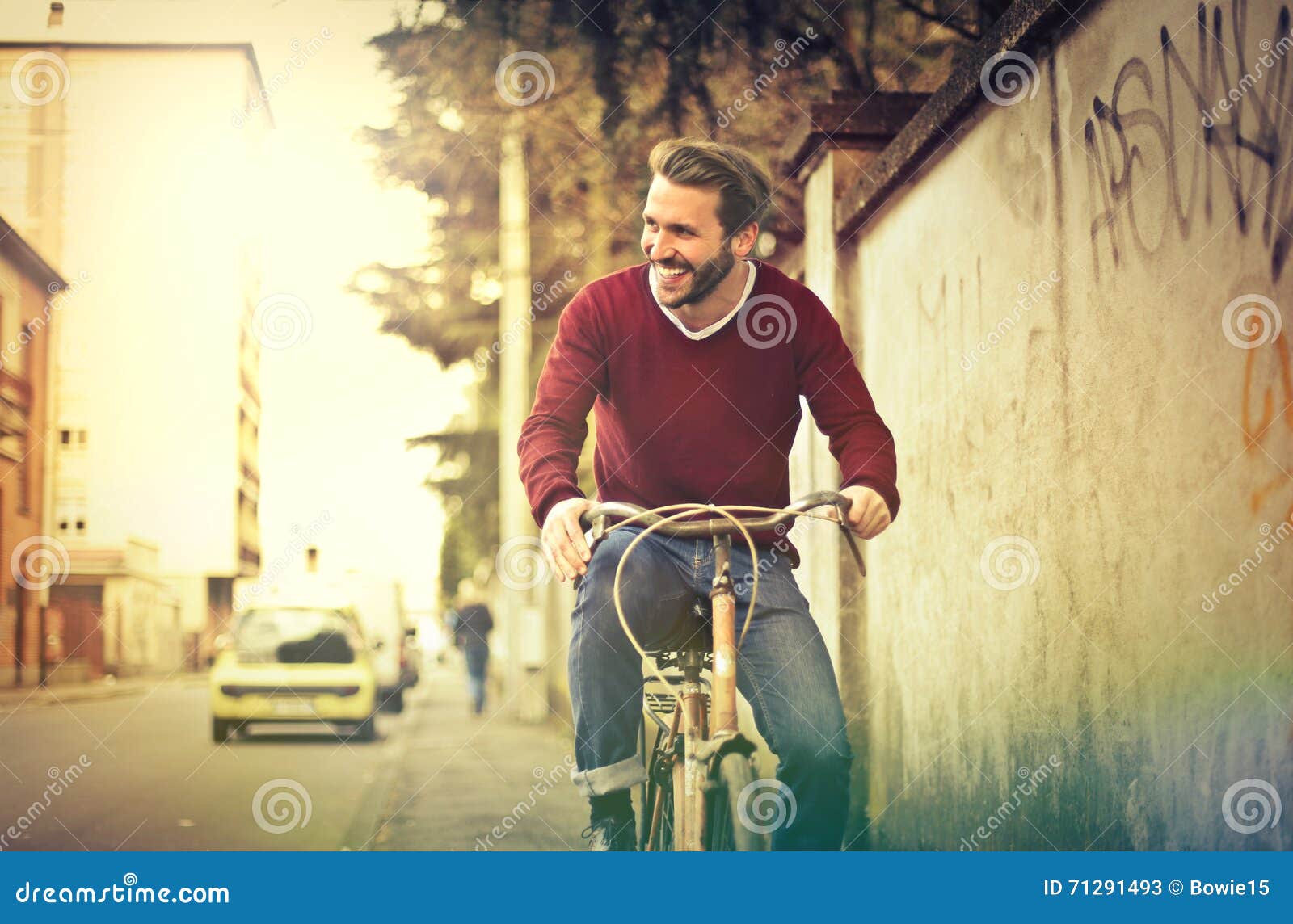 Man with bike stock image. Image of ride, color, people - 71291493