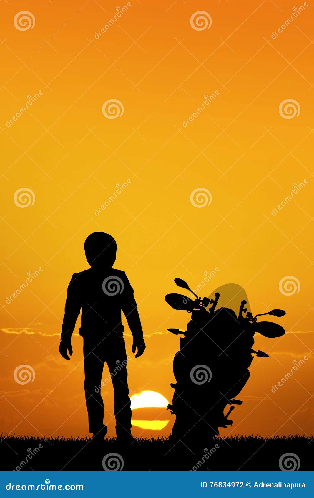 Man with bike at sunset stock illustration. Illustration of drive ...