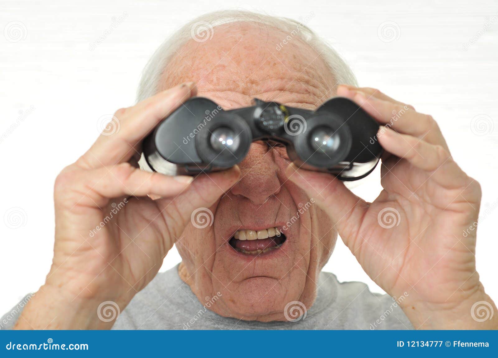 Man with Binoculars is Confused with Results Stock Image - Image of ...