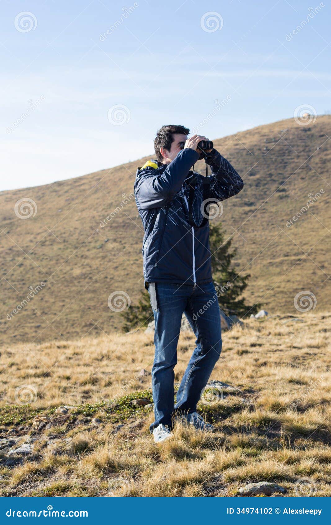 Man with binoculars stock photo. Image of time, binoculars - 34974102