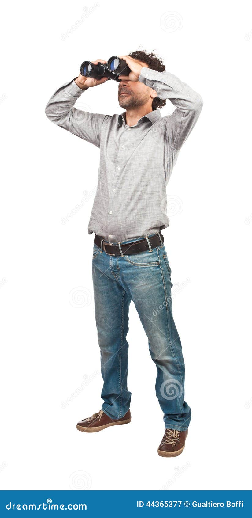 Man with binoculars stock image. Image of search, standing - 44365377