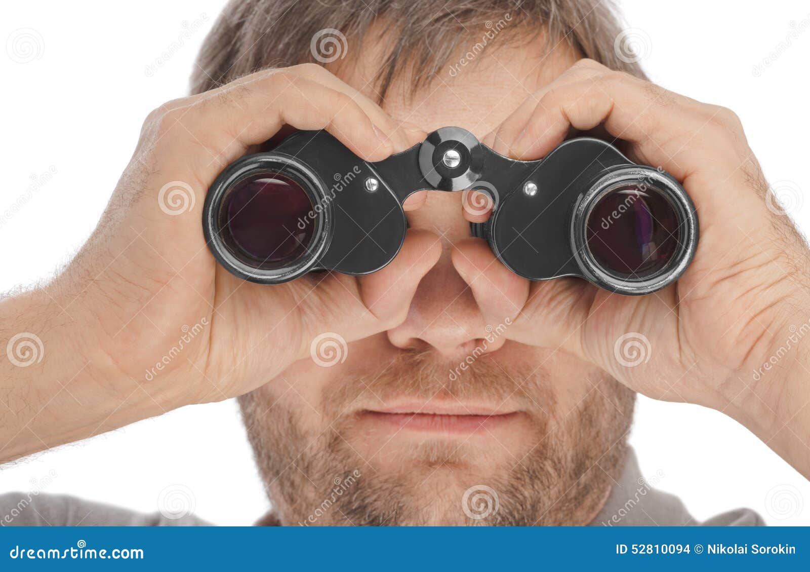 Man with binoculars stock photo. Image of people, concept - 52810094