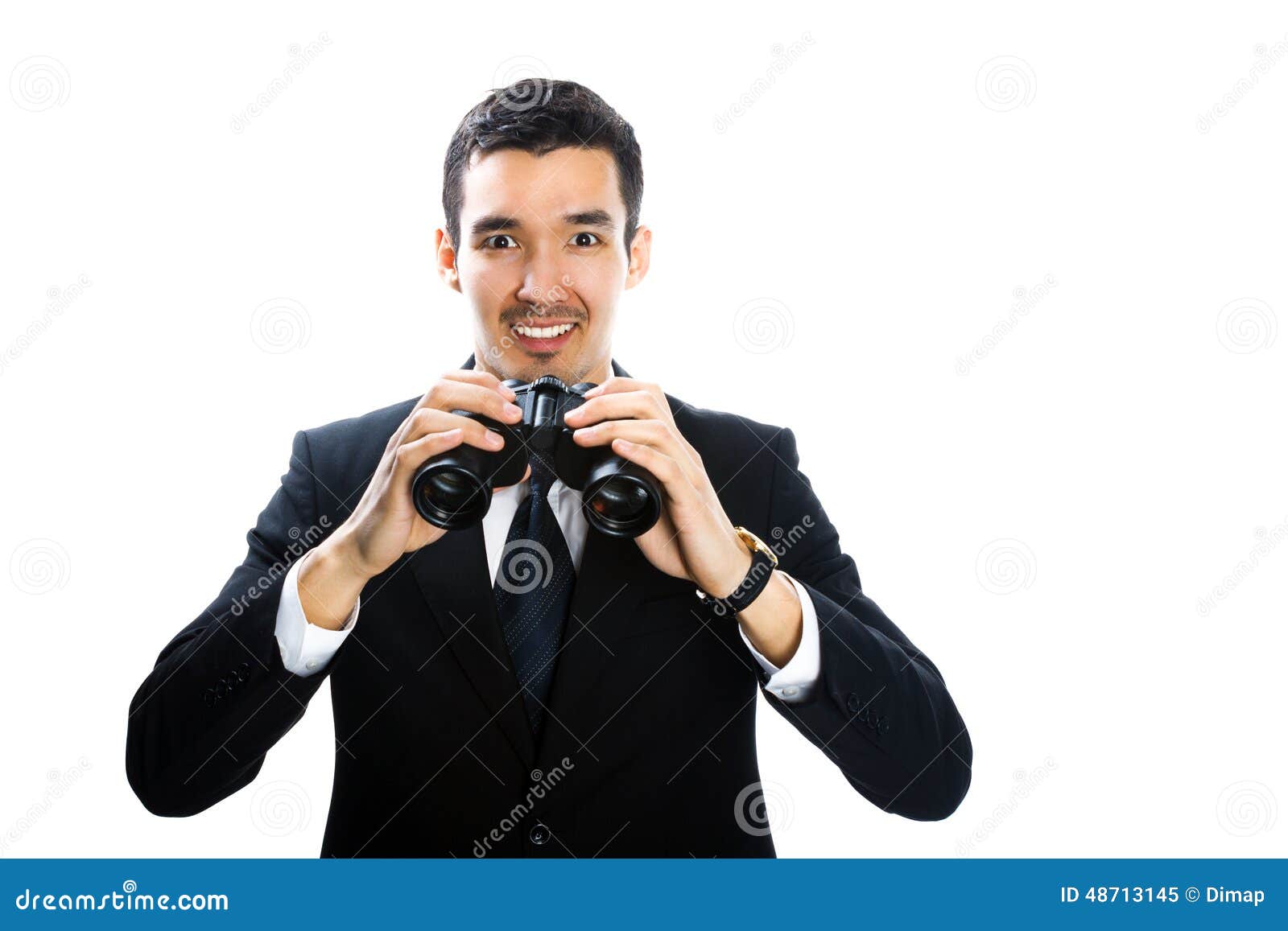 Man with binoculars stock image. Image of watch, young - 48713145