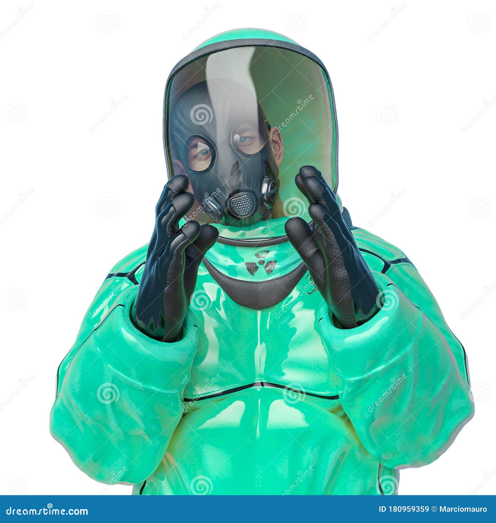 Man in a Biohazard Suit is Explaining Stock Illustration - Illustration ...
