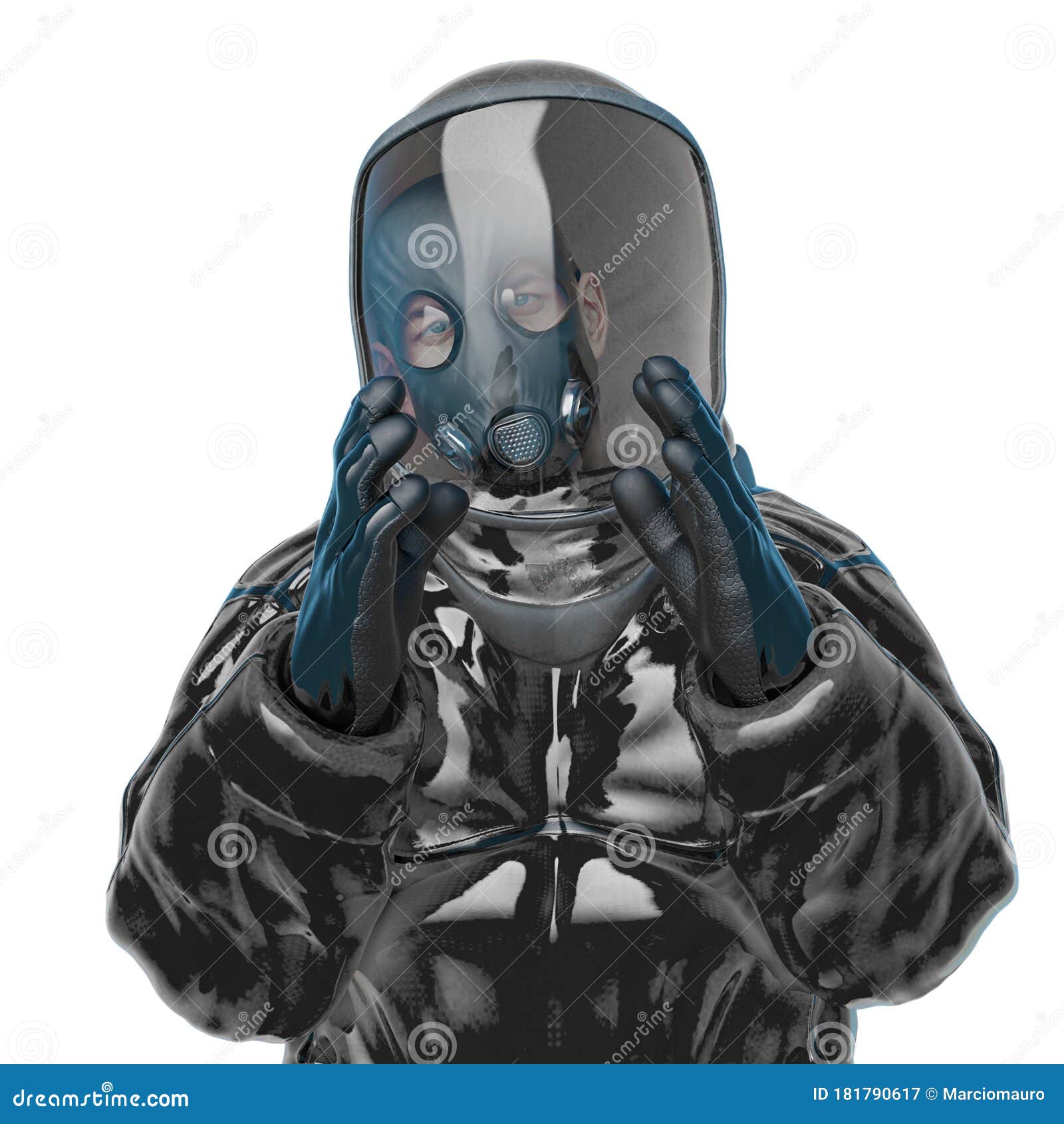 Man in a Biohazard Suit is Explaining Stock Illustration - Illustration ...