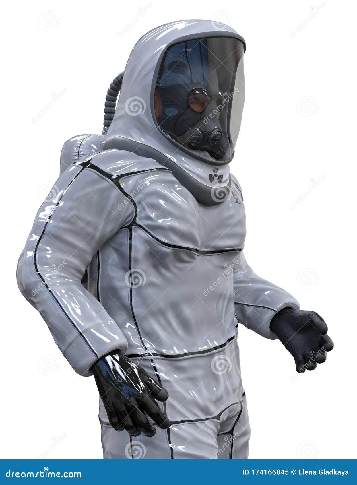 Man in a Biohazard Suit Isolated on White 3d Illustration Stock ...