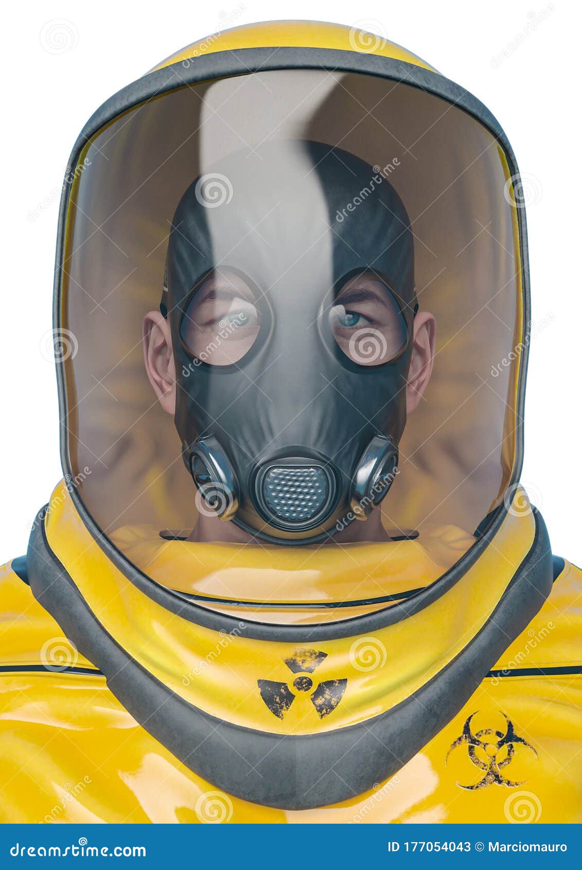 Man in a Biohazard Suit Portrait Stock Illustration - Illustration of ...