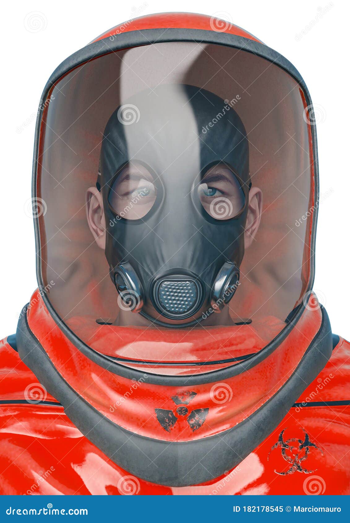 Man in a Biohazard Suit Portrait Stock Illustration - Illustration of ...