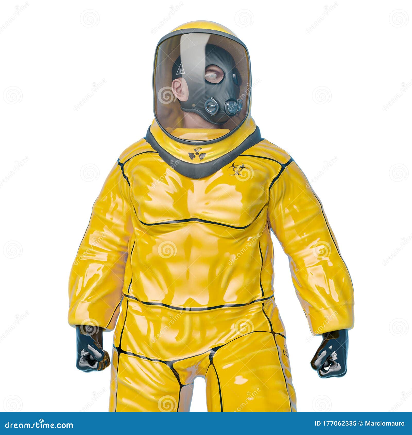 Man in a Biohazard Suit Standing Up Stock Illustration - Illustration ...