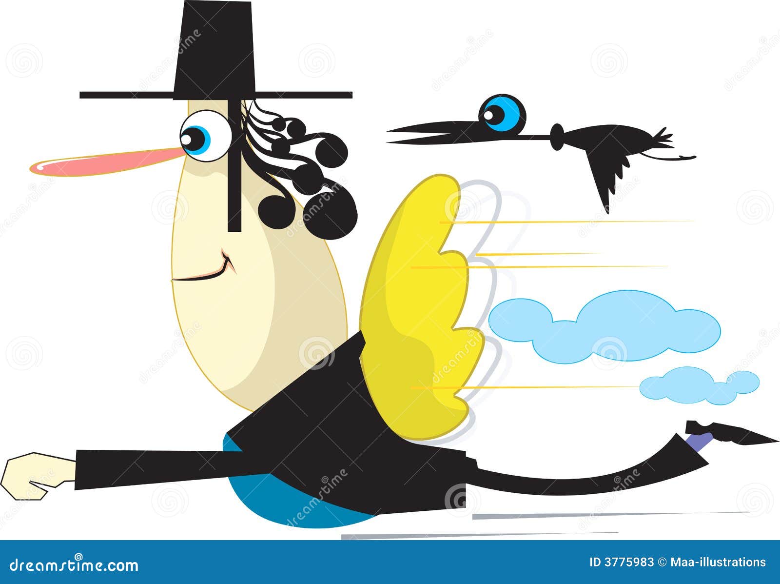 Man and bird stock vector. Illustration of attack, artistic - 3775983