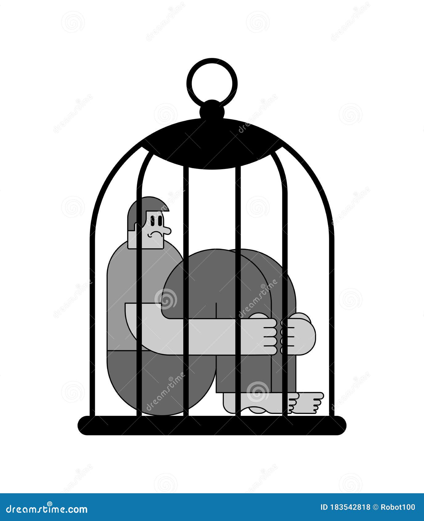 Concept Of Captivity And Freedom, Bird Sits In Cage And Bird Flies Out ...