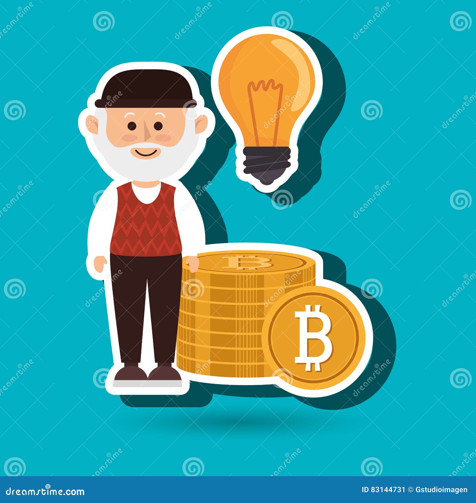 Man bit coin idea stock illustration. Illustration of money - 83144731