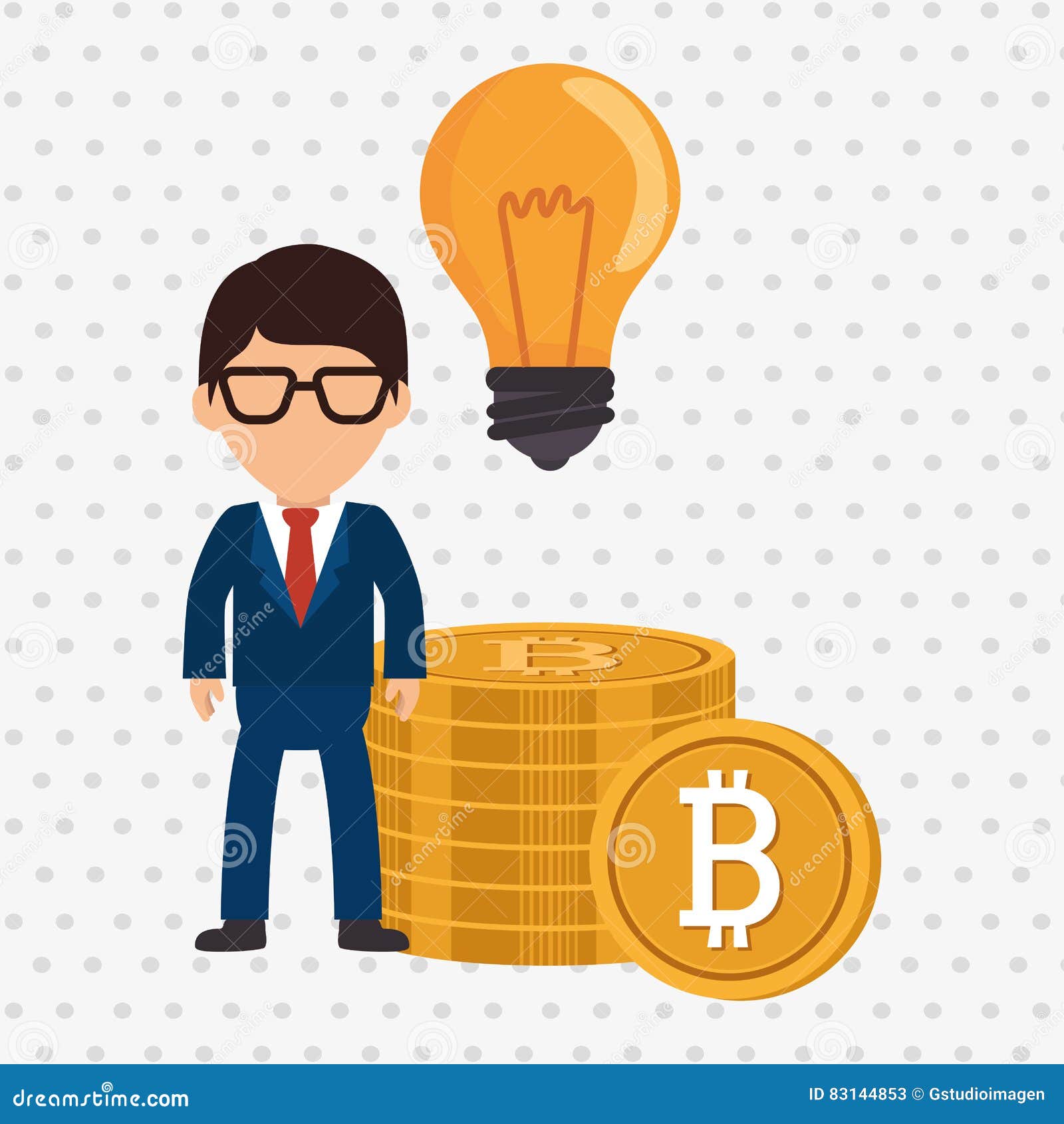 Man bit coin idea stock illustration. Illustration of cartoon - 83144853