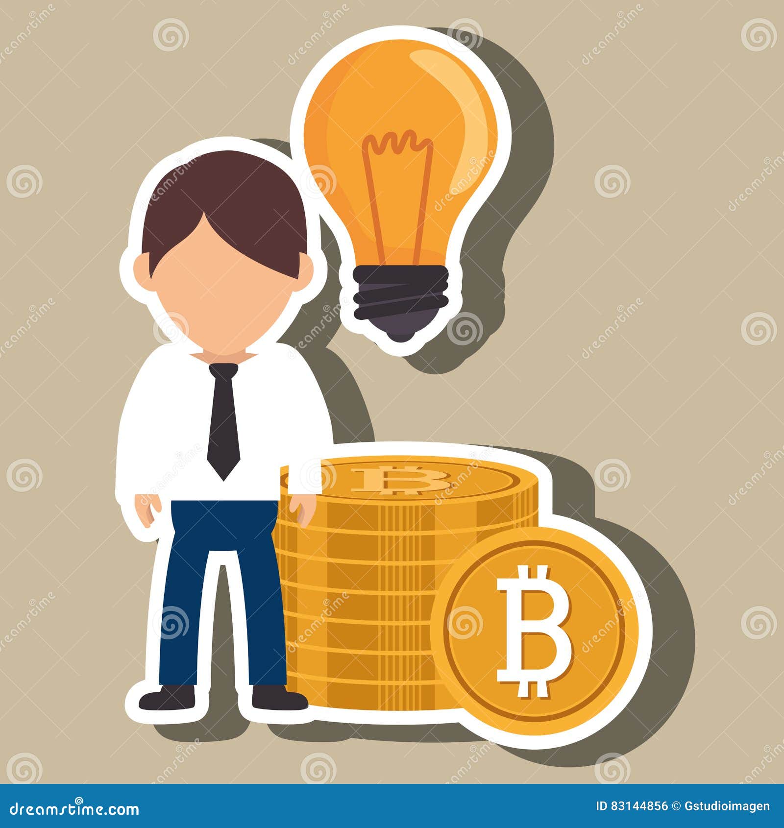 Man bit coin idea stock illustration. Illustration of ideology - 83144856