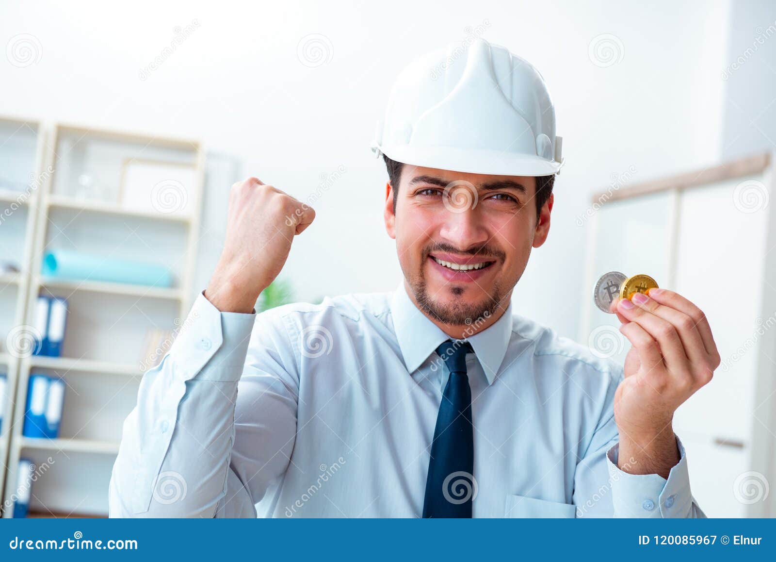 The Man in Bitcoin Mining Business Concept Stock Image - Image of ...