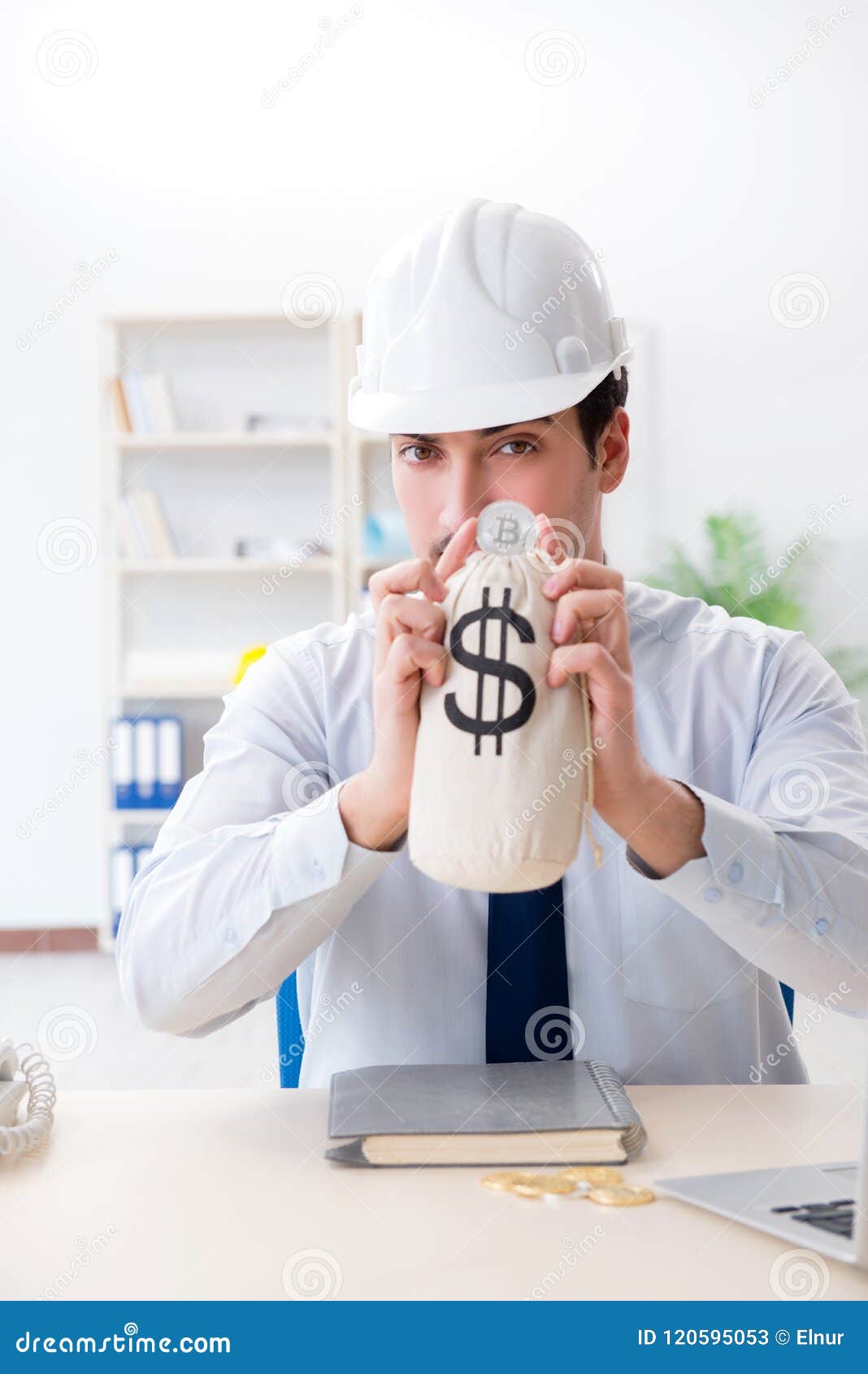 The Man in Bitcoin Mining Business Concept Stock Image - Image of ...