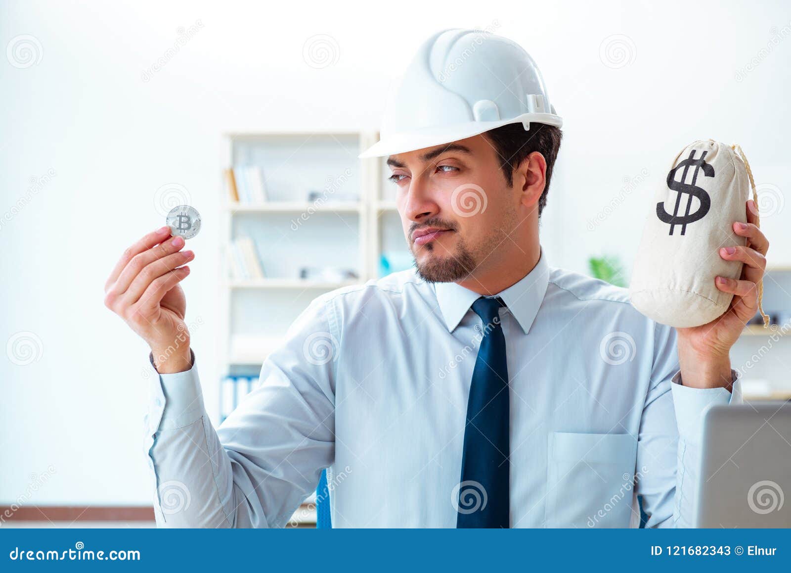 The Man in Bitcoin Mining Business Concept Stock Image - Image of gold ...