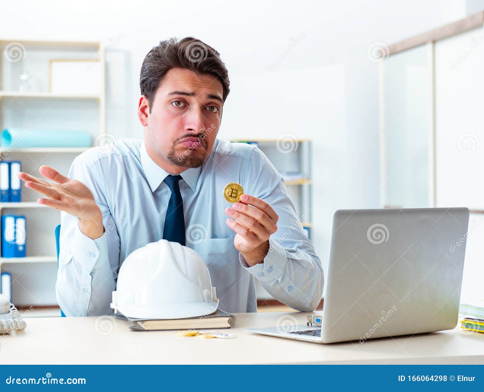 Man in Bitcoin Mining Business Concept Stock Photo - Image of gold ...