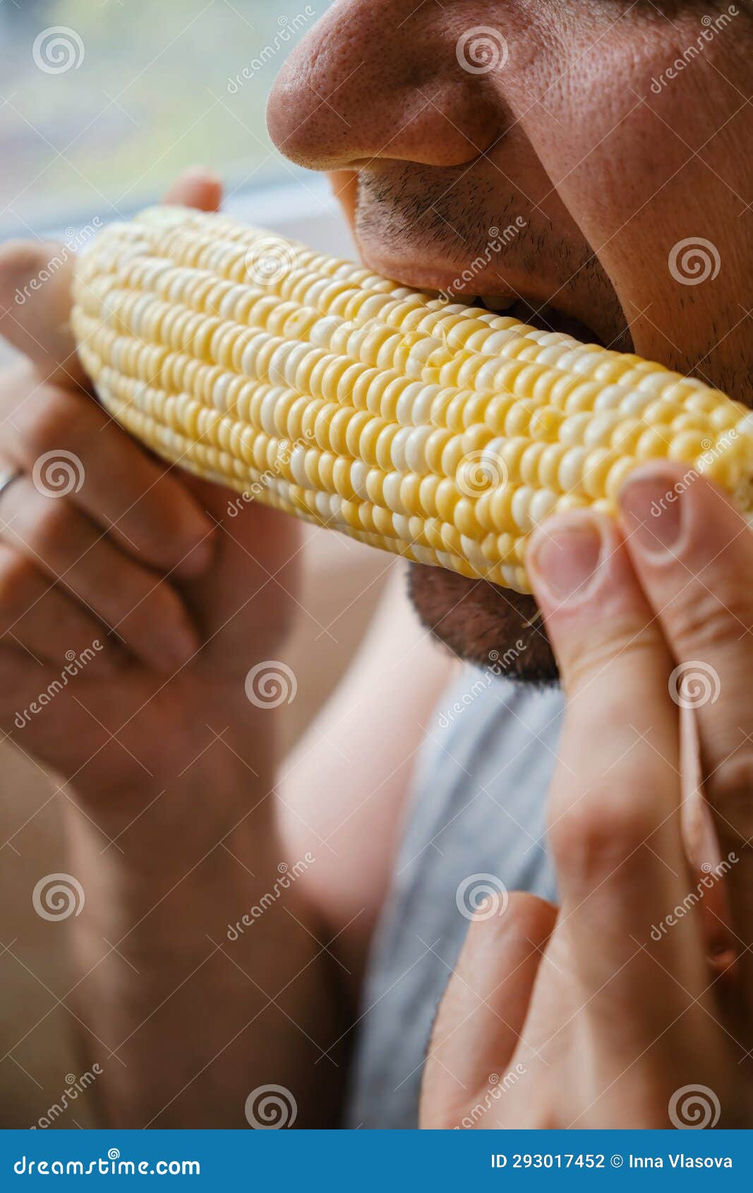 Young Man Eating Corn Close-up of an Unrecognizable Stock Photo - Image ...