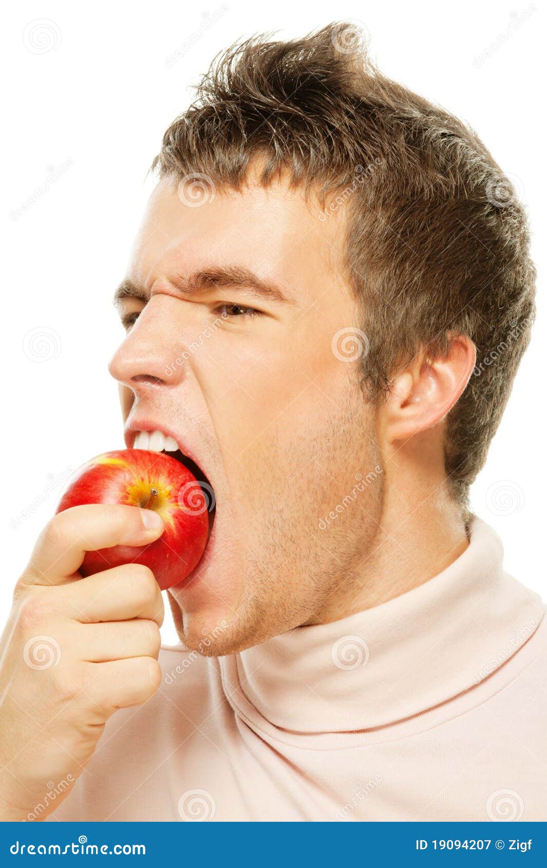 Man is biting apple stock image. Image of diet, clear - 19094207